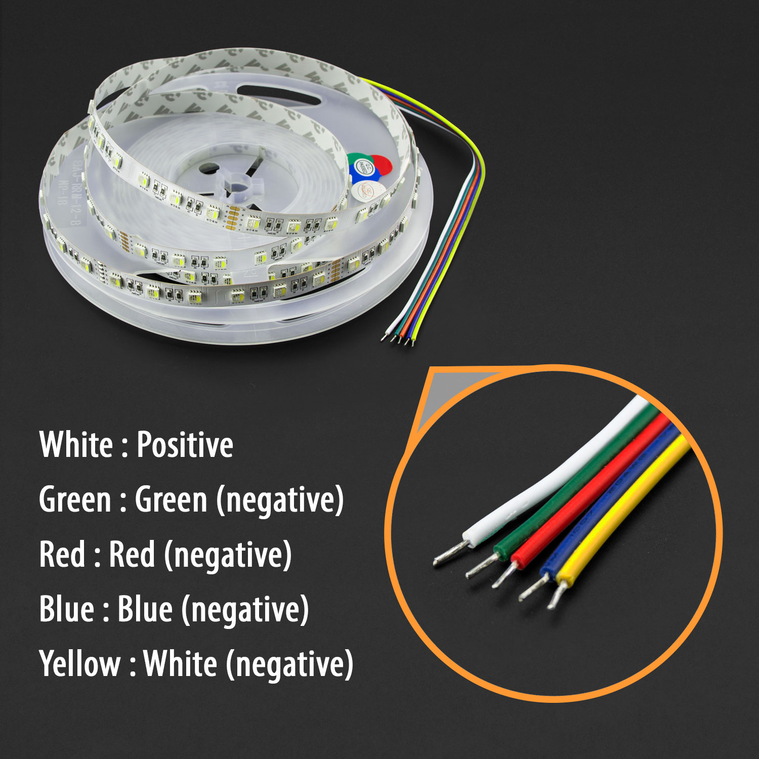 Color Changing RGB + Warm White Quadchip 5050 72W LED Strip Light